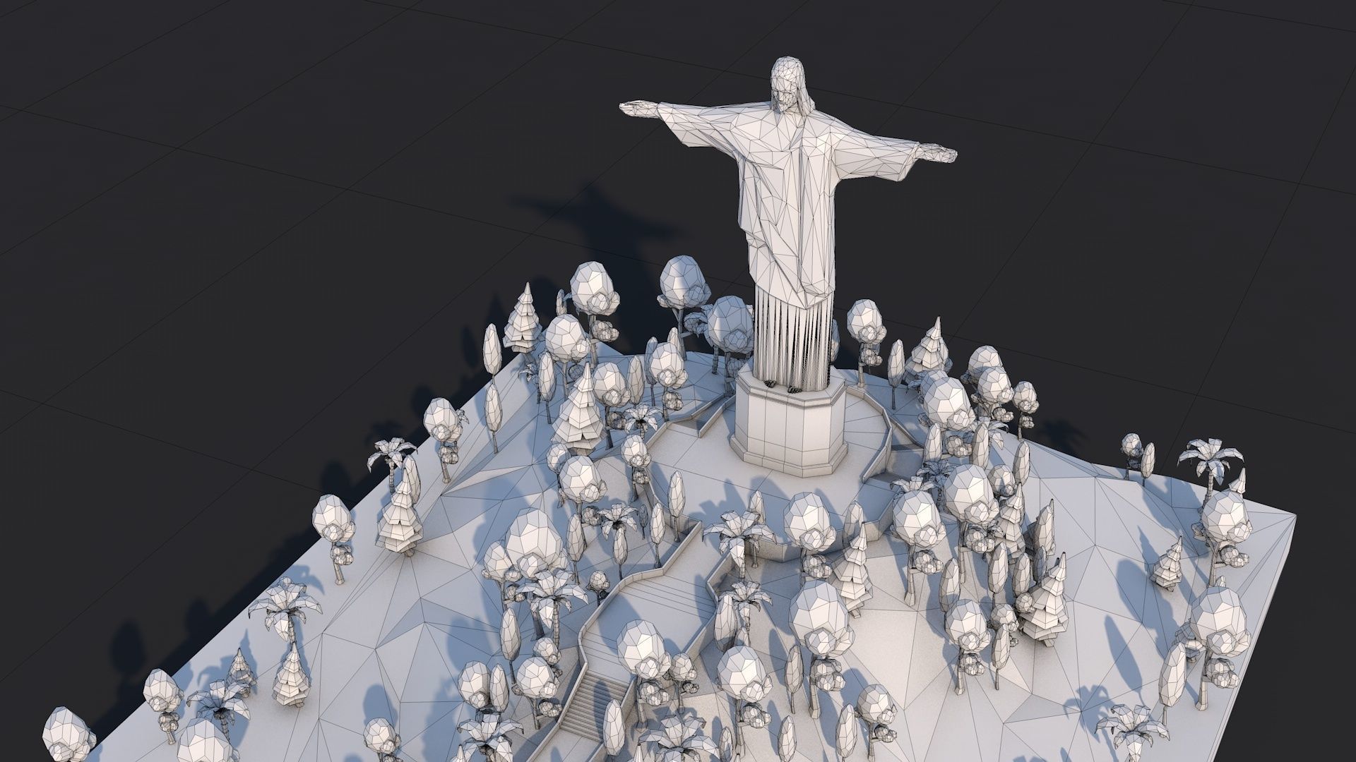 3D model Low Poly Christ The Redeemer Statue Landmark VR / AR / low ...