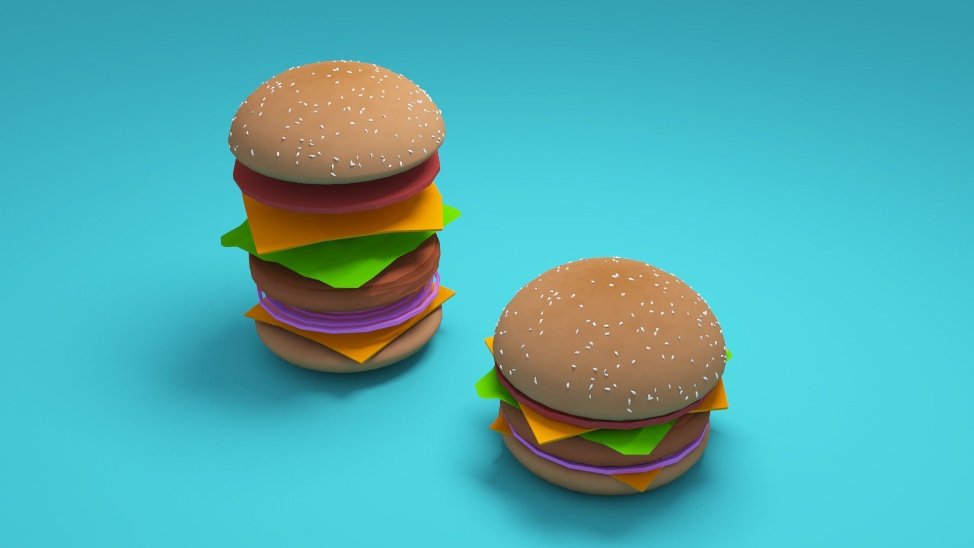 3D model Burger low-poly 3d model stack of hamburgers VR / AR / low ...