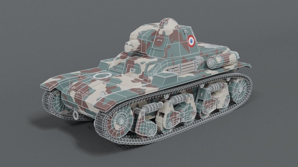 3D model Low Poly Cartoon Renault R35 Tank VR / AR / low-poly | CGTrader