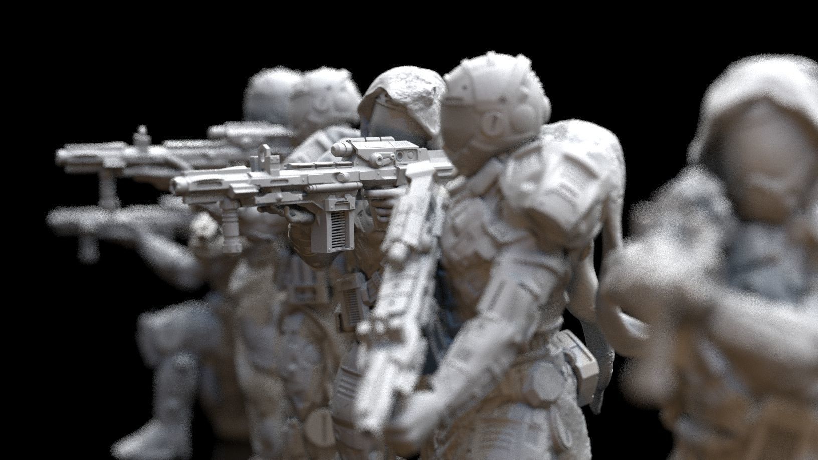 Scifi Infantry Squad 3D model 3D printable | CGTrader