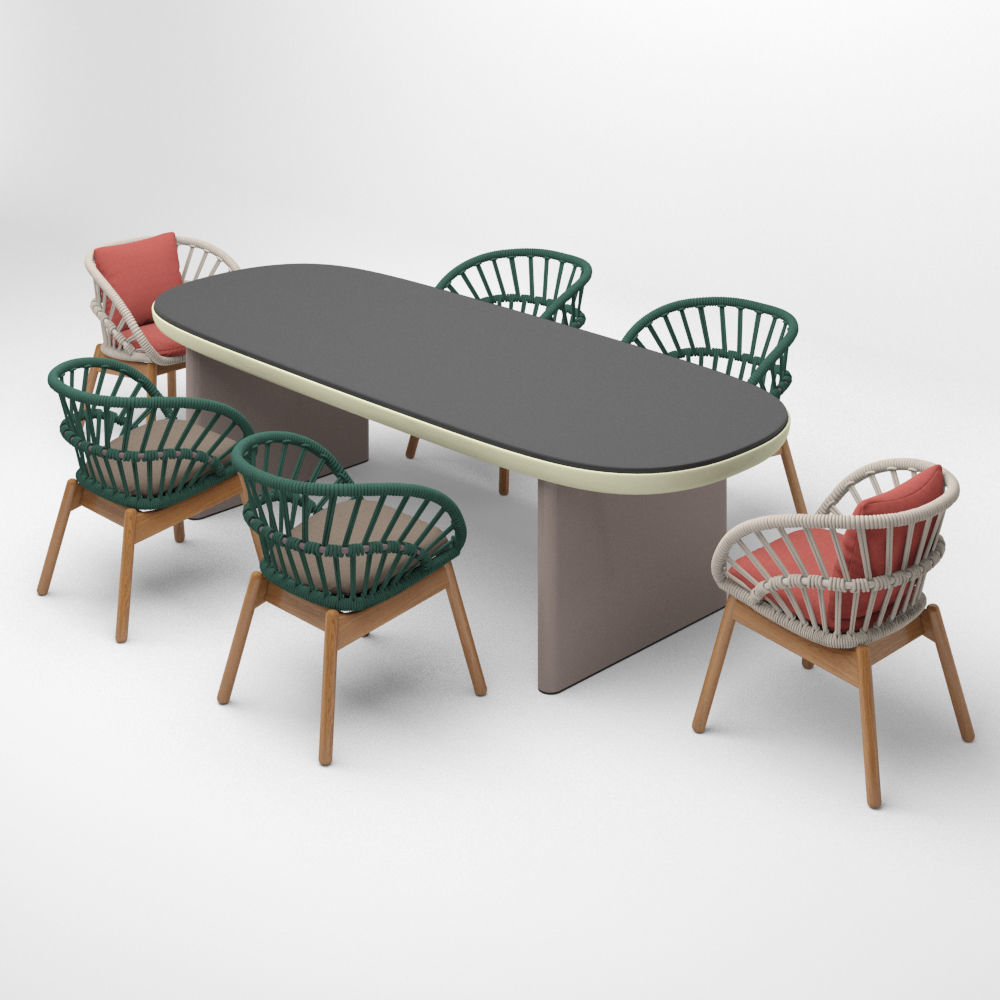 Kettal cala dining chair teak wood and table 3D model | CGTrader