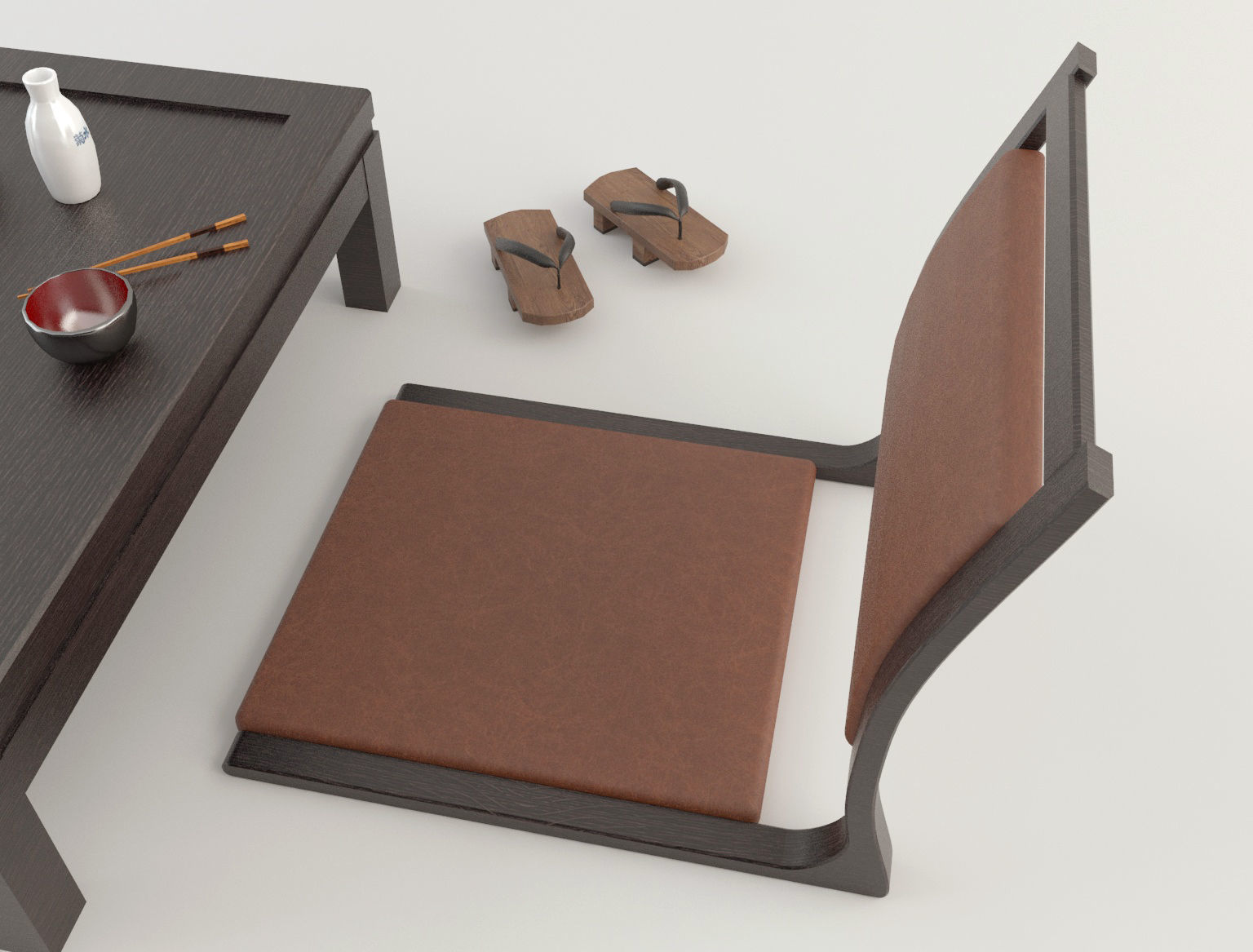 3D model Japanese Chair and table VR / AR / low-poly | CGTrader