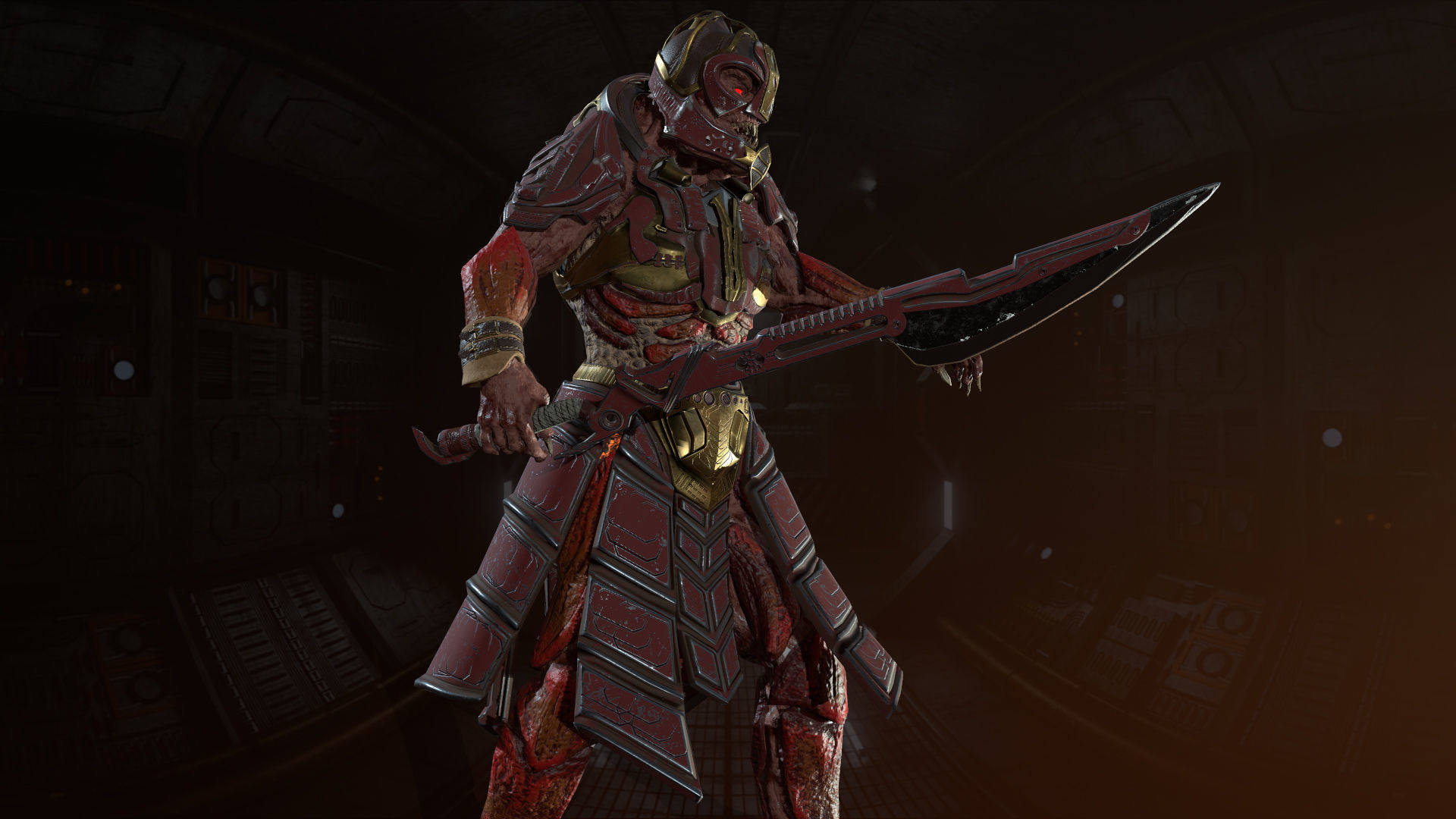 3D model Hellish warrior in armor VR / AR / low-poly rigged | CGTrader