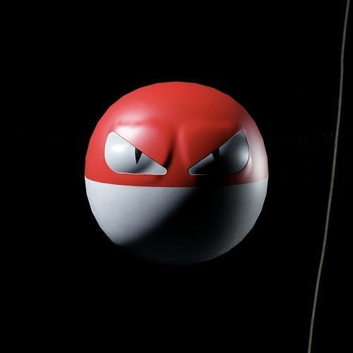 Voltorb pokemon ball with angry face free VR / AR / low-poly 3D model ...