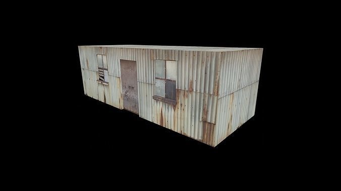 3D model Low Poly Rusty Metal Shack House VR / AR / low-poly | CGTrader