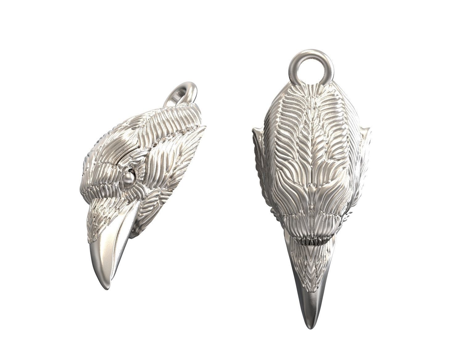 Raven head necklace 3D model 3D printable | CGTrader