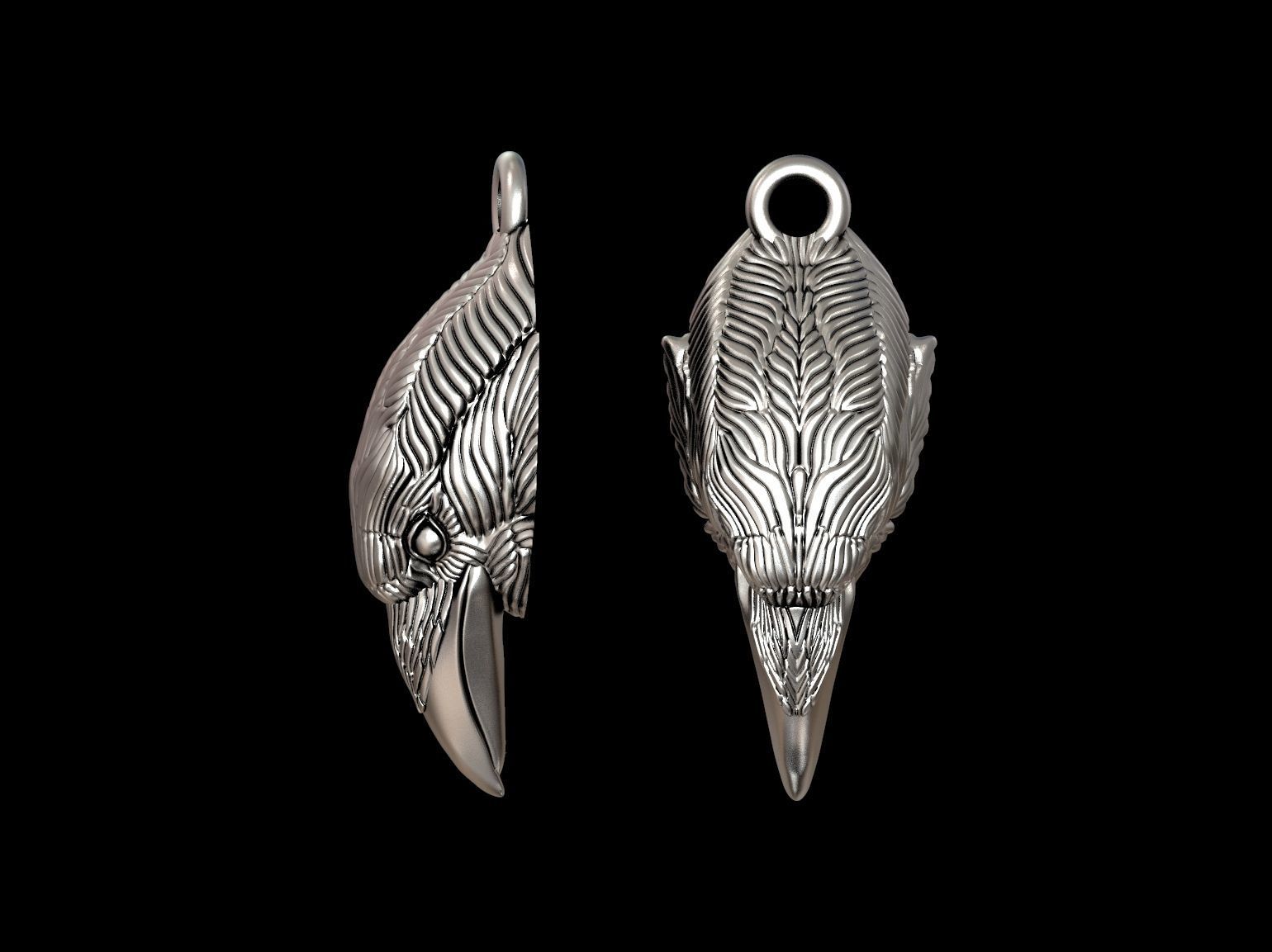 Raven head necklace 3D model 3D printable | CGTrader