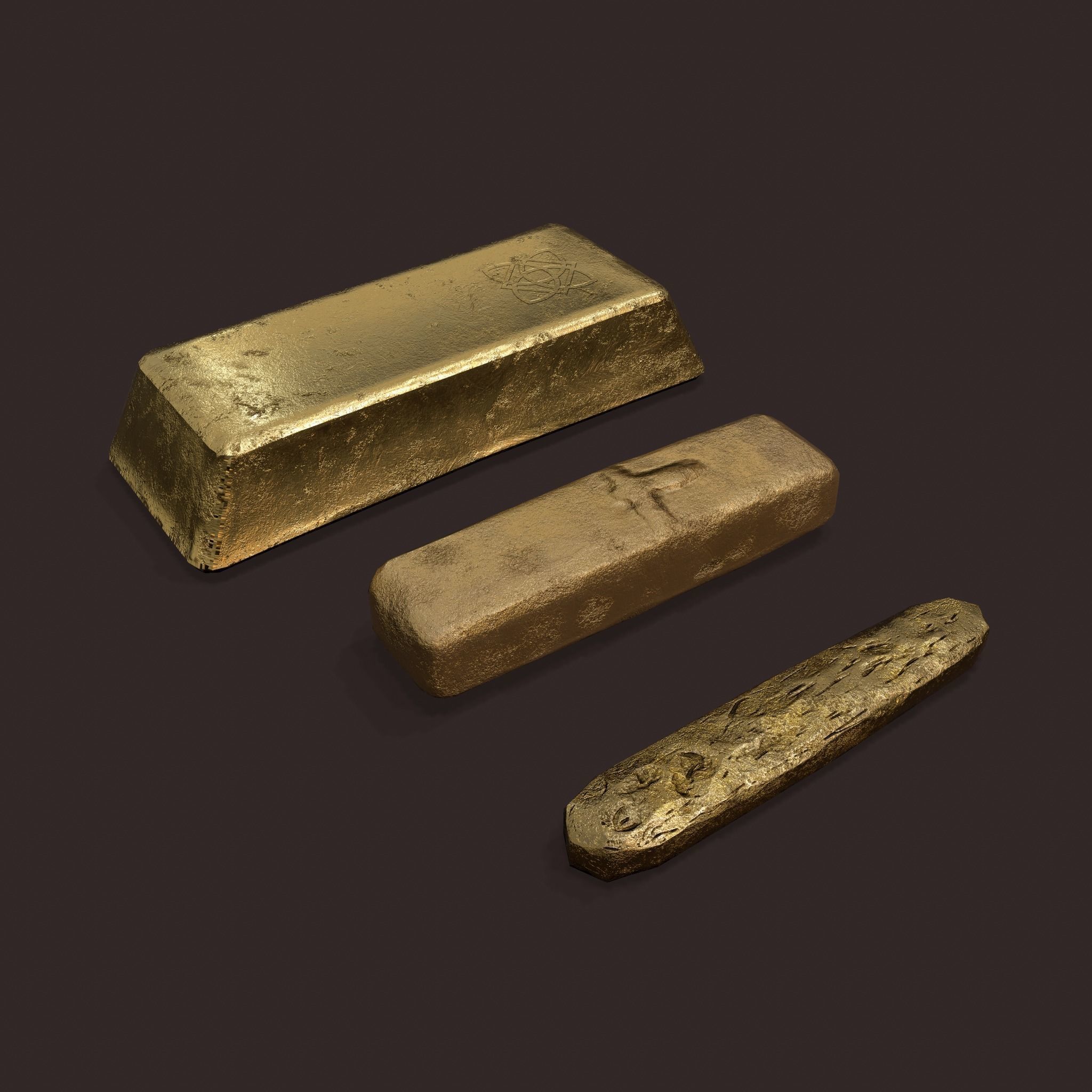 3D Model Collection Gold Ingots VR / AR / low-poly | CGTrader