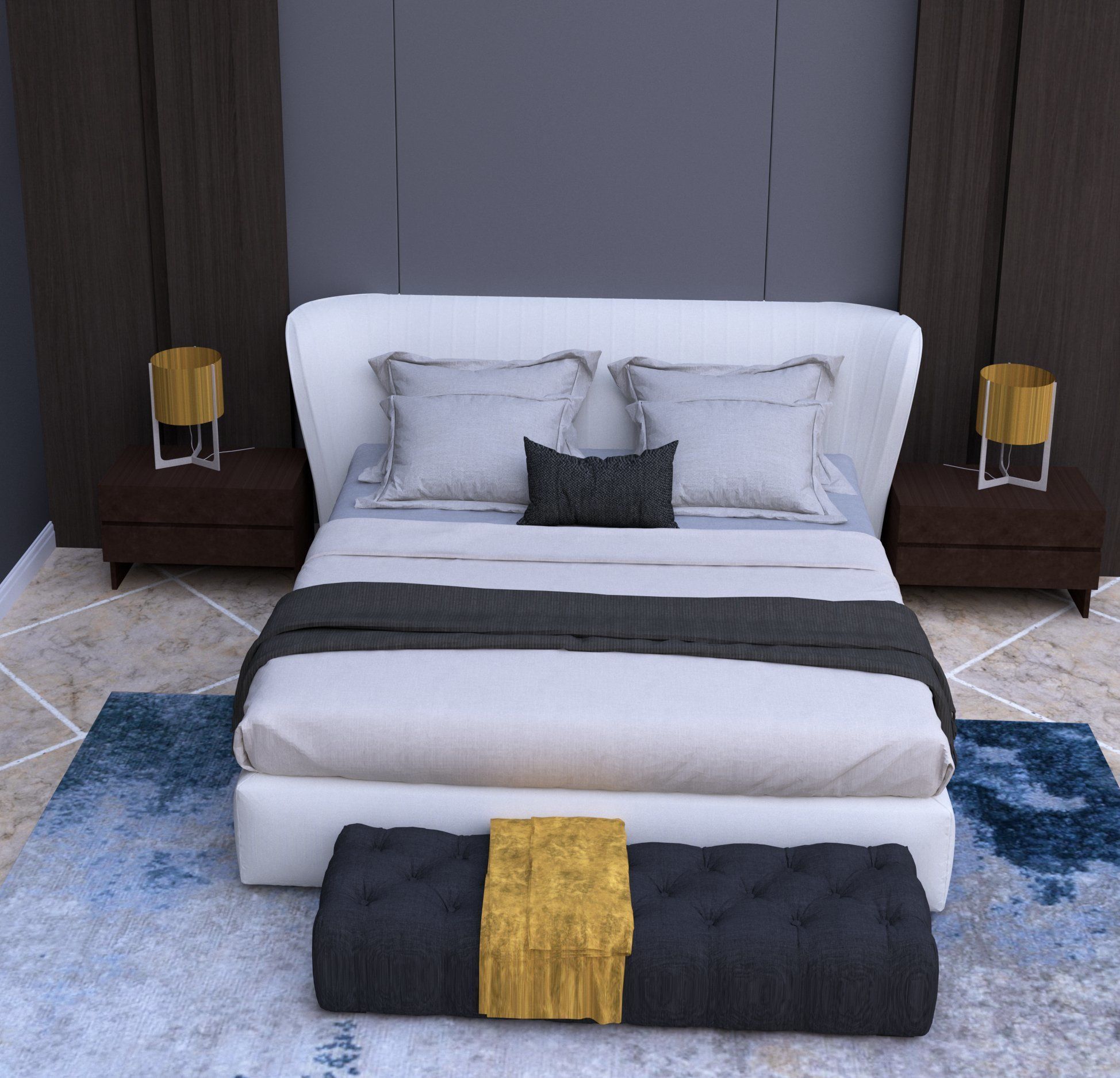 Revit double bed 5 model 3D model | CGTrader