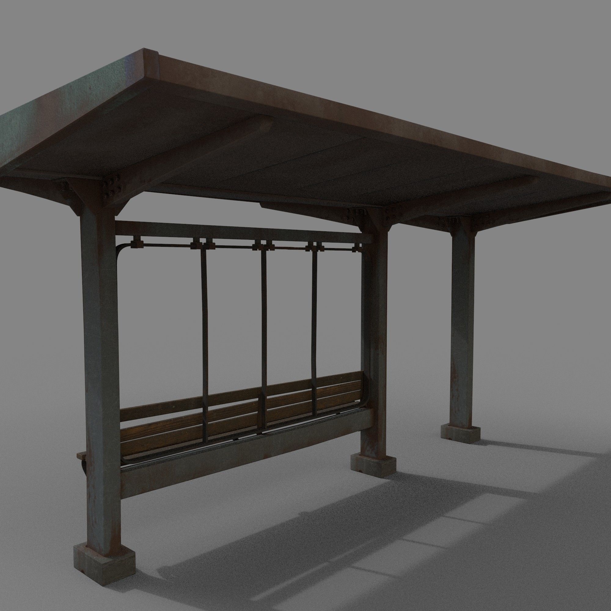 3D model old bus stop VR / AR / low-poly | CGTrader