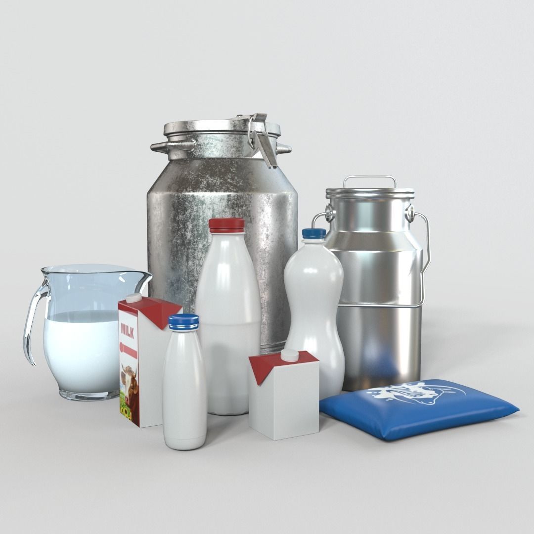 Milk Products Bottles 3D model | CGTrader