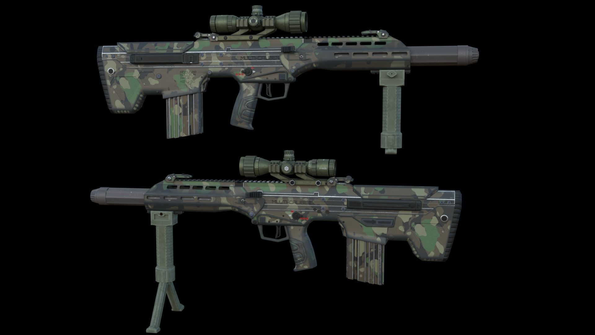 3D model Modular Bullpup Rifle-Sniper Variant VR / AR / low-poly | CGTrader