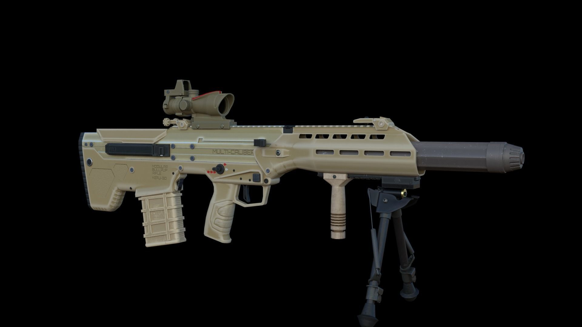 3D model Modular Bullpup Rifle-Sniper Variant VR / AR / low-poly | CGTrader