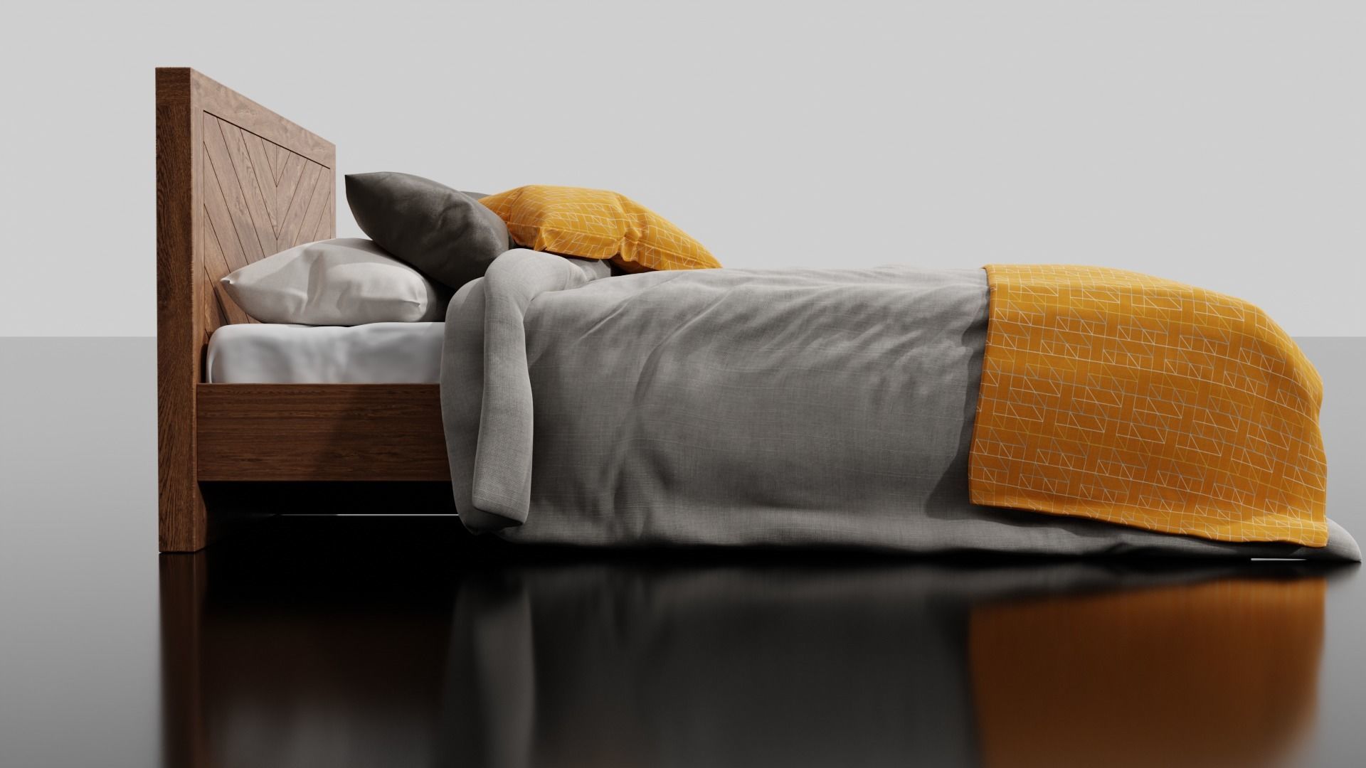 Modern Wooden Bed free 3D model | CGTrader