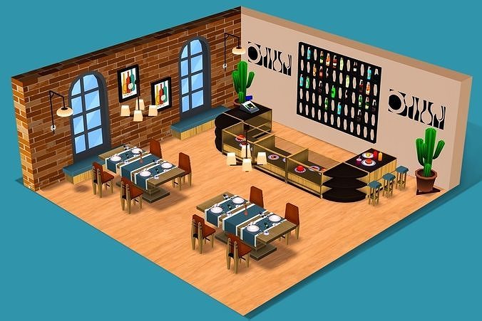 3D model Restaurant MegaPack VR / AR / low-poly | CGTrader