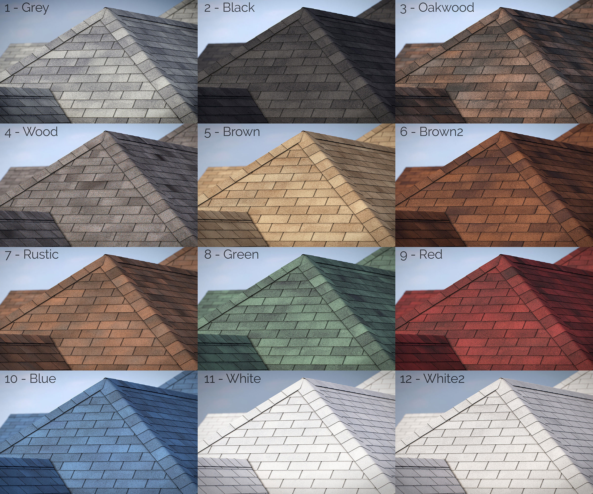 RailClone Preset of 3-tab Asphalt Roof Shingles for 3dsmax V-Ray 3D ...