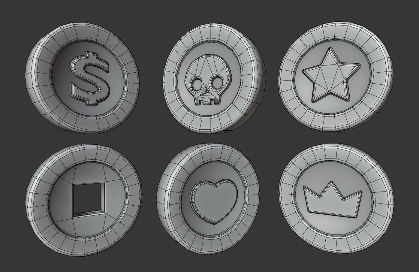 3D model Coins PBR group of colorful buttons VR / AR / low-poly | CGTrader