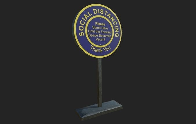 3D model Social Distancing Signage VR / AR / low-poly | CGTrader