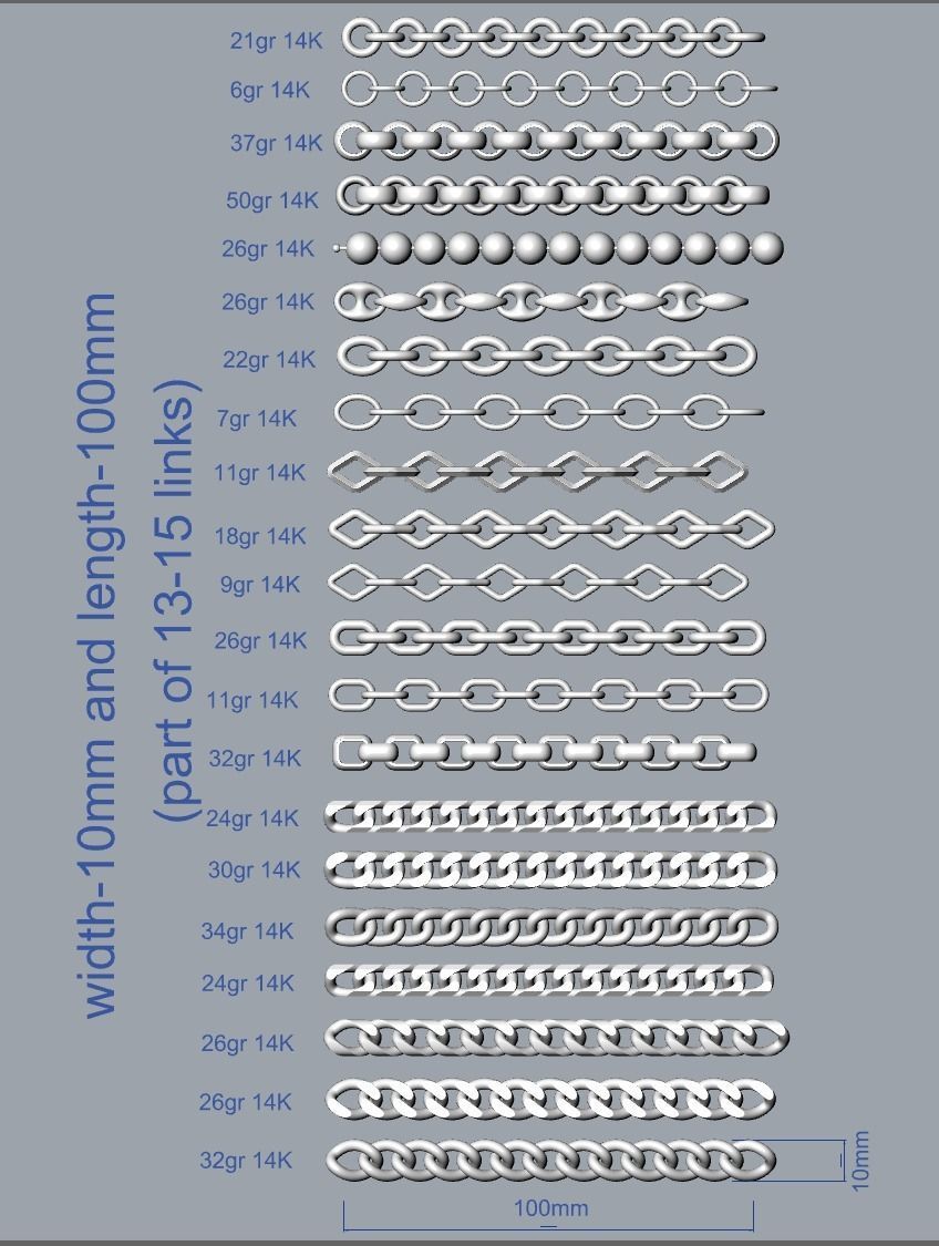 set 1 of simple chains 3D model 3D printable | CGTrader