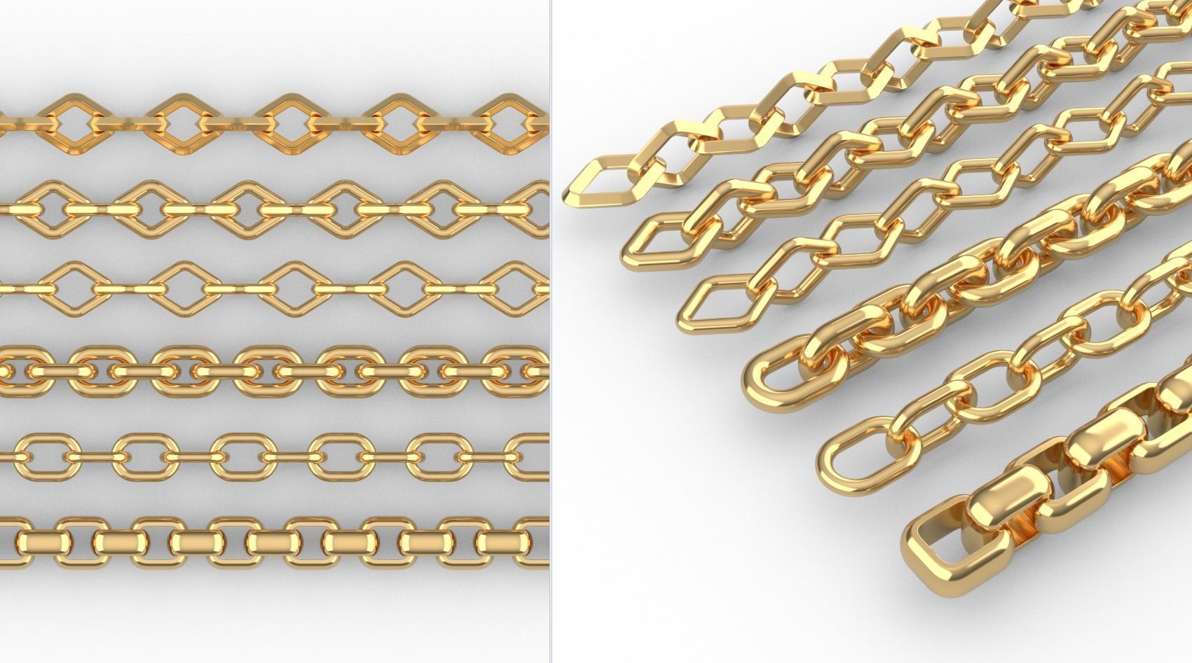 set 1 of simple chains 3D model 3D printable | CGTrader