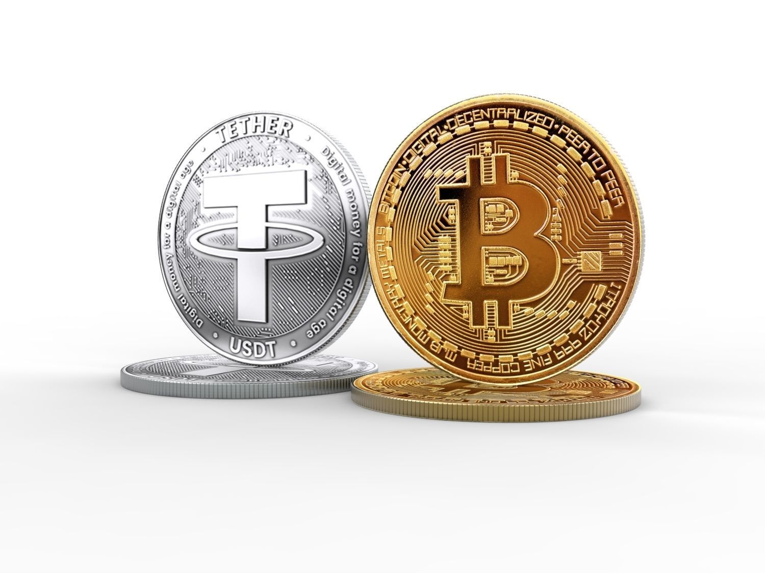 Bitcoin and Tether 3D model | CGTrader
