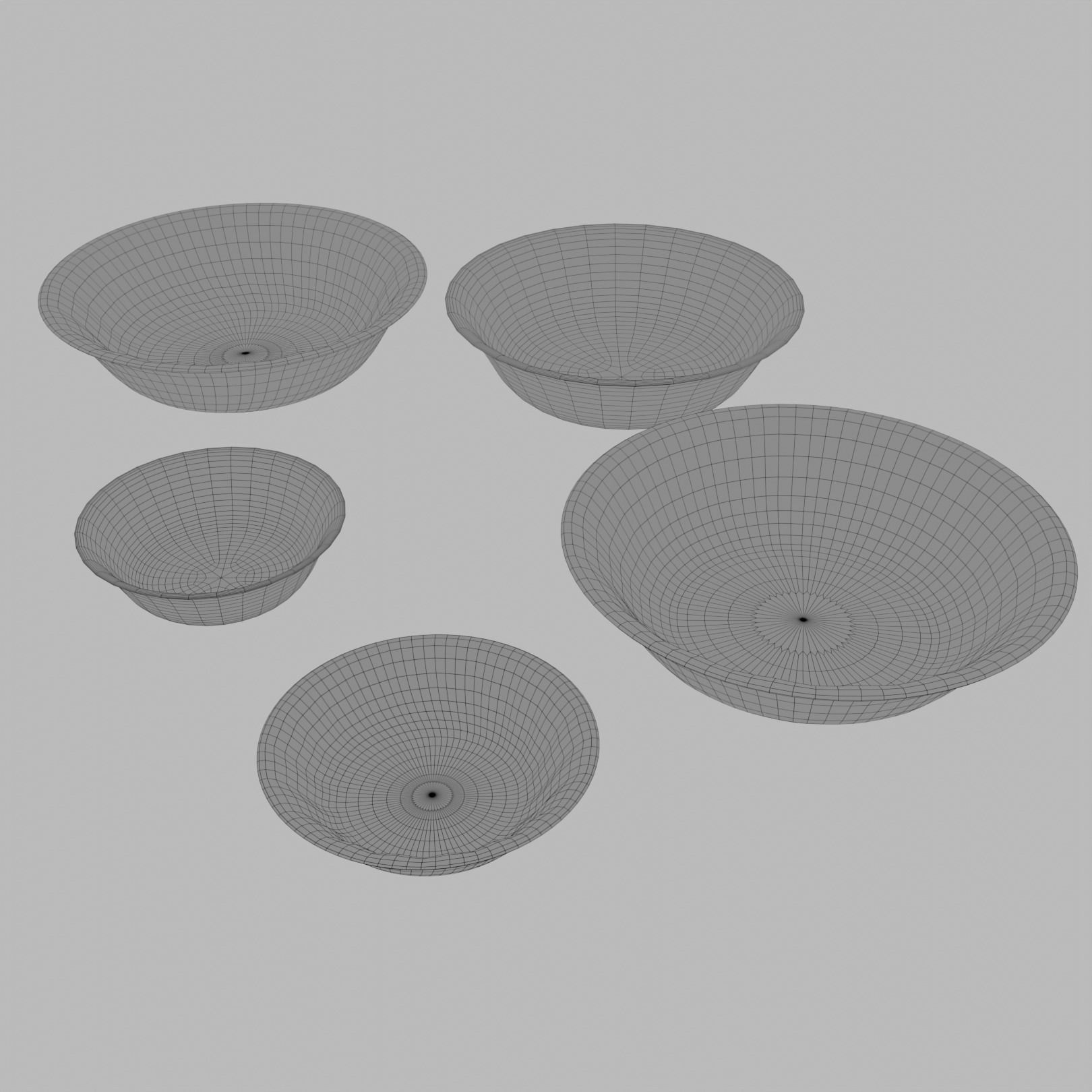 Set of Five Bowls free 3D model | CGTrader
