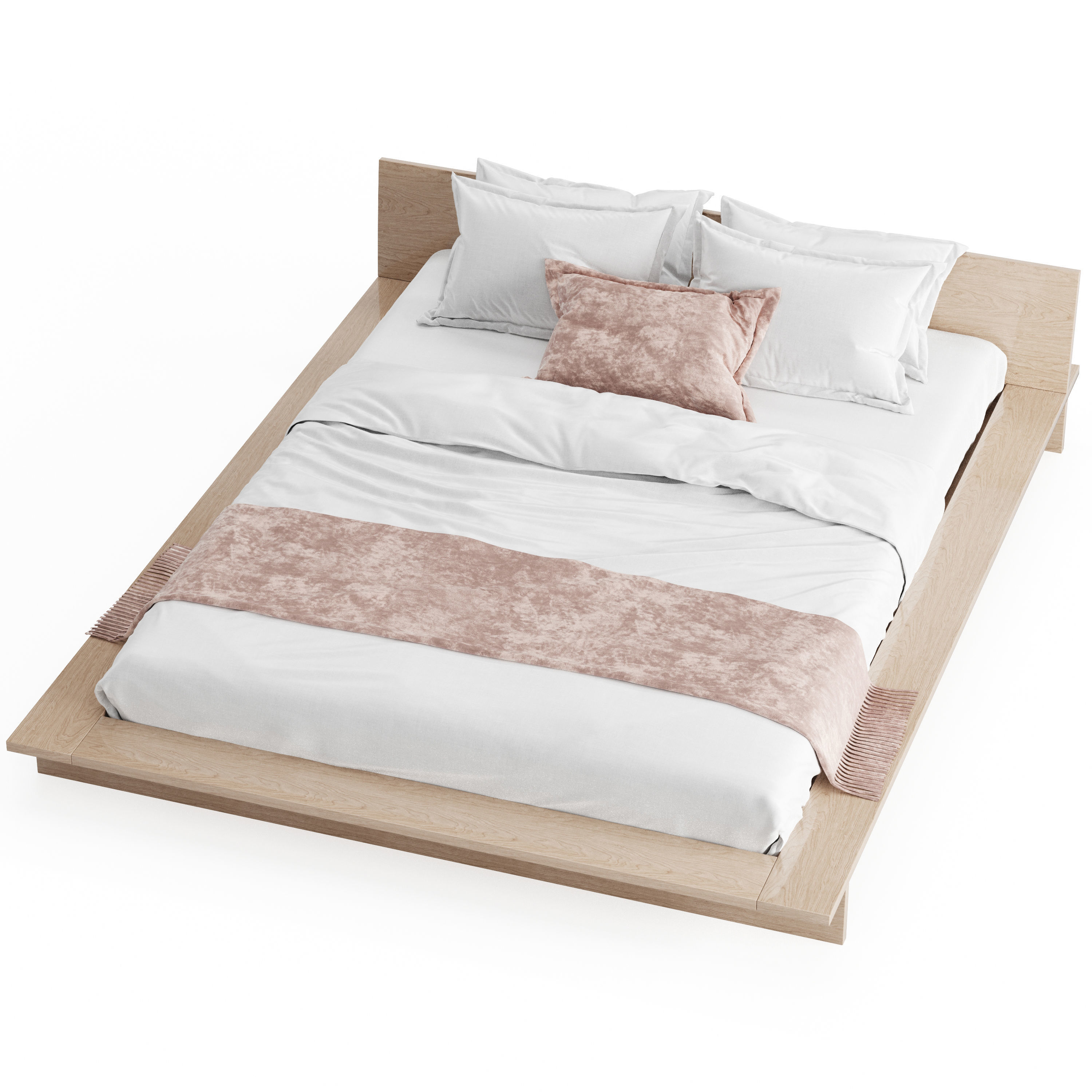 Oregon Wooden Platform Bed 3D model | CGTrader