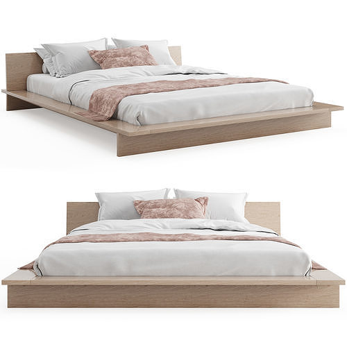 Oregon Wooden Platform Bed 3D model | CGTrader