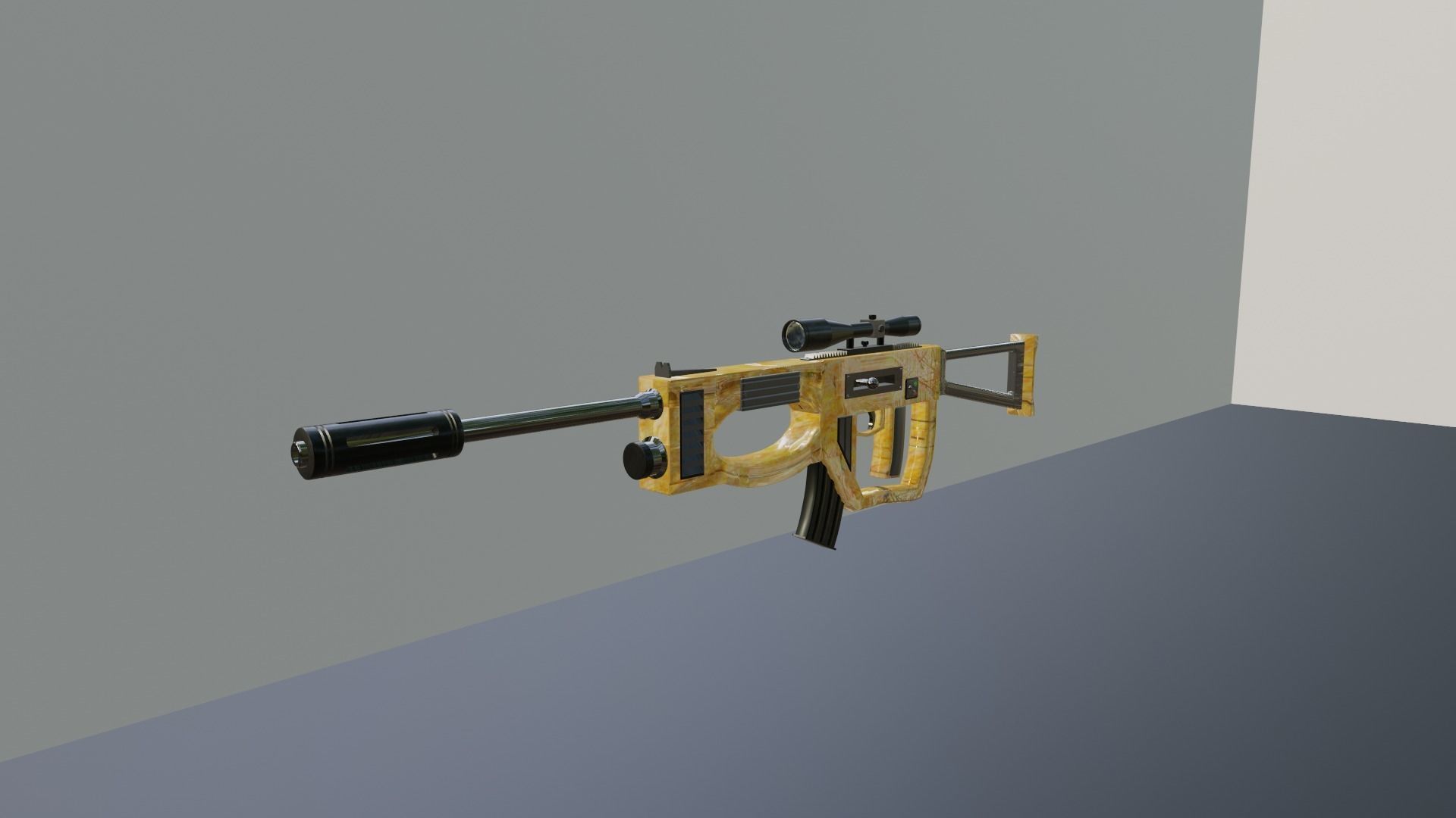 3D model Space Sniper Rifle - Yellow VR / AR / low-poly | CGTrader