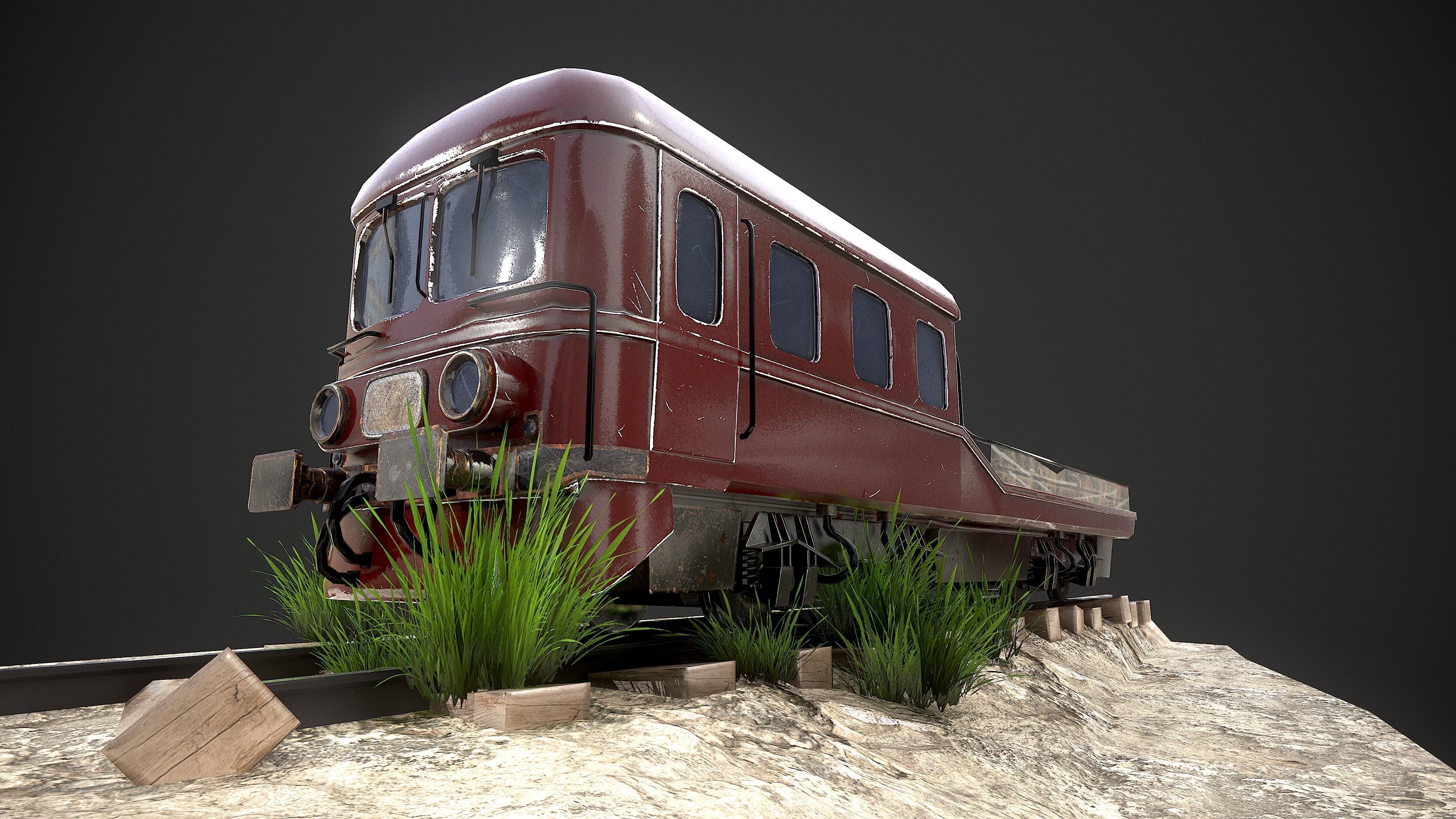 3D model Old train Diesel locomotive High Detailed Low poly 3D model VR ...