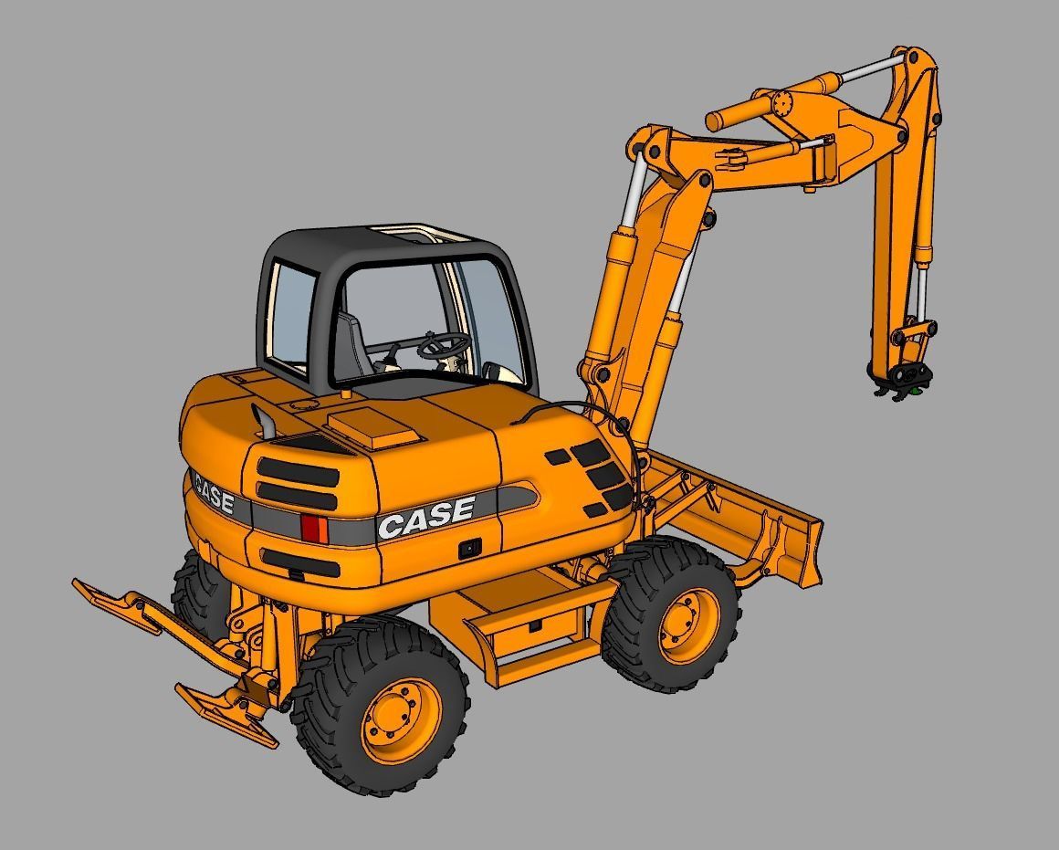 Pelleteuse Case WX 125 - Case WX 125 excavator 3D model | CGTrader