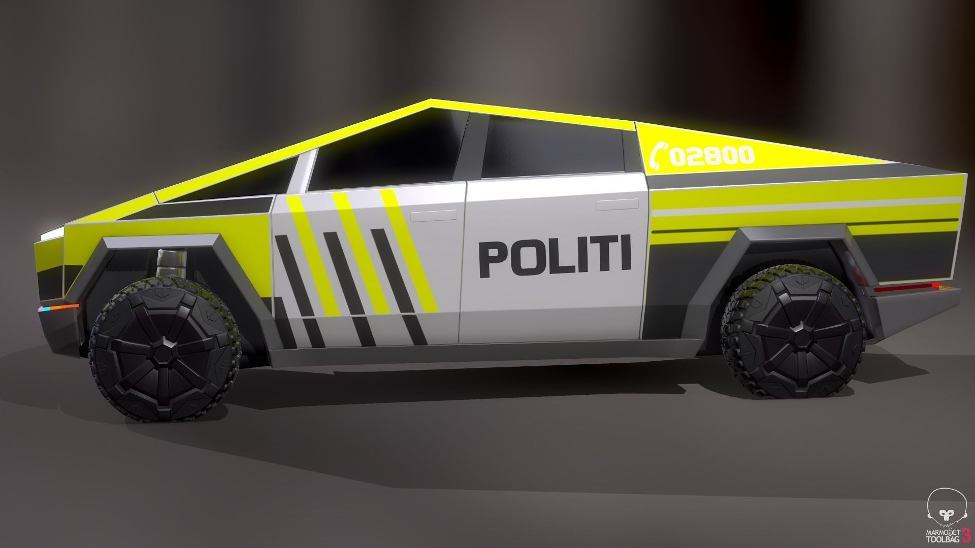 3D model Tesla Cybertruck Police Pack 5 assets VR / AR / low-poly ...