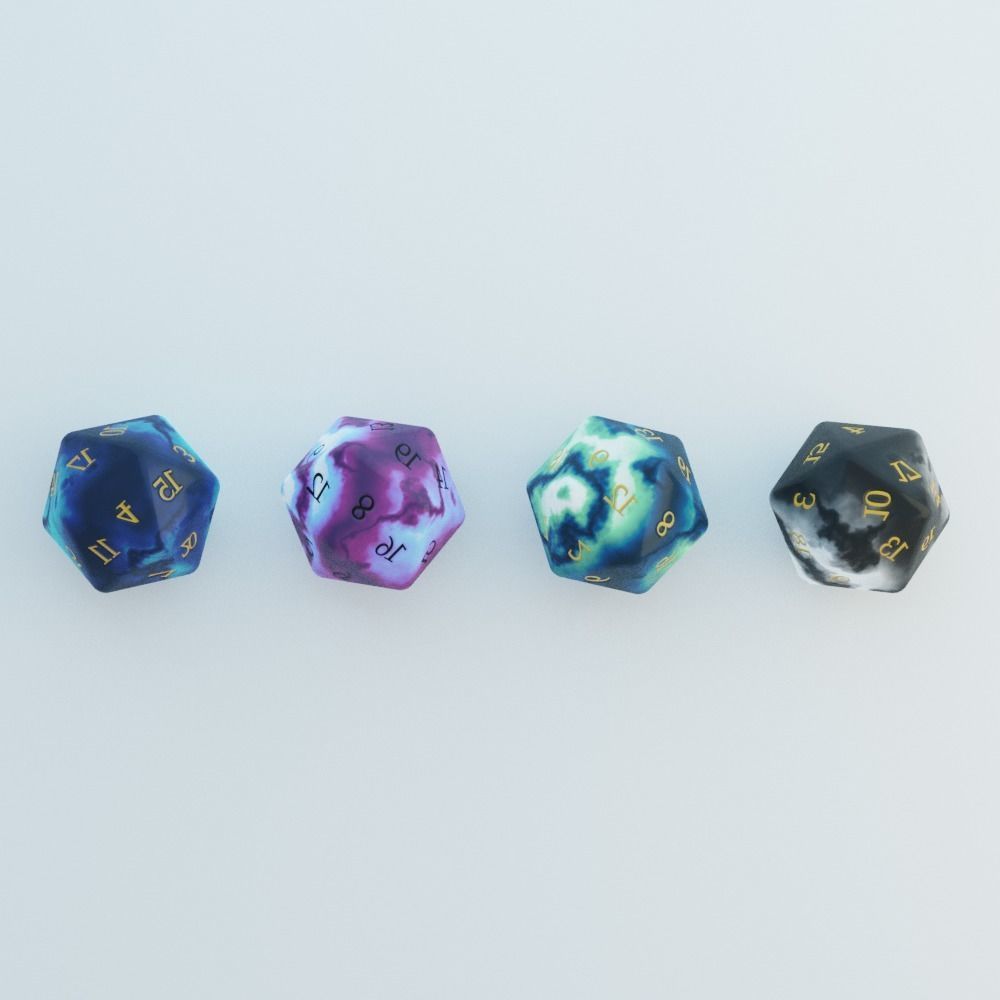 3D model D20 Crystal Dice Set VR / AR / low-poly | CGTrader