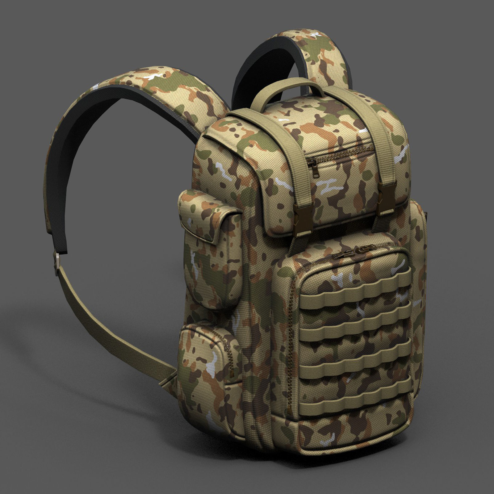 3D model Backpack military combat soldier armor scifi VR / AR / low ...