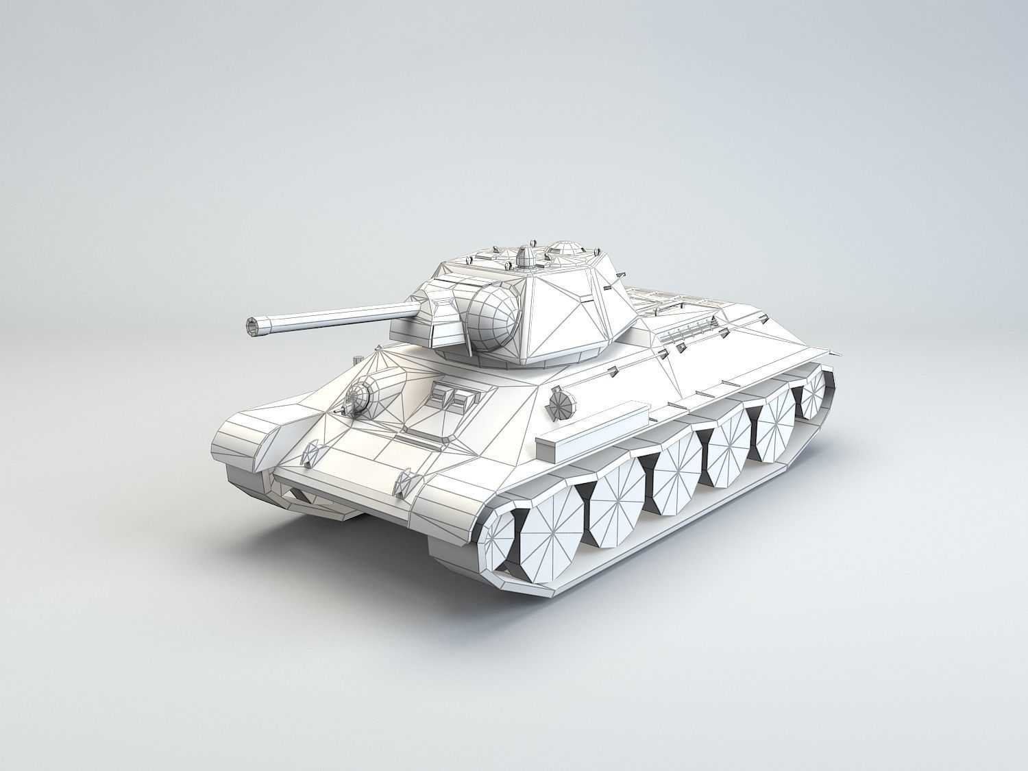 3D model Low Poly T-34-76 1943 early medium tank VR / AR / low-poly ...