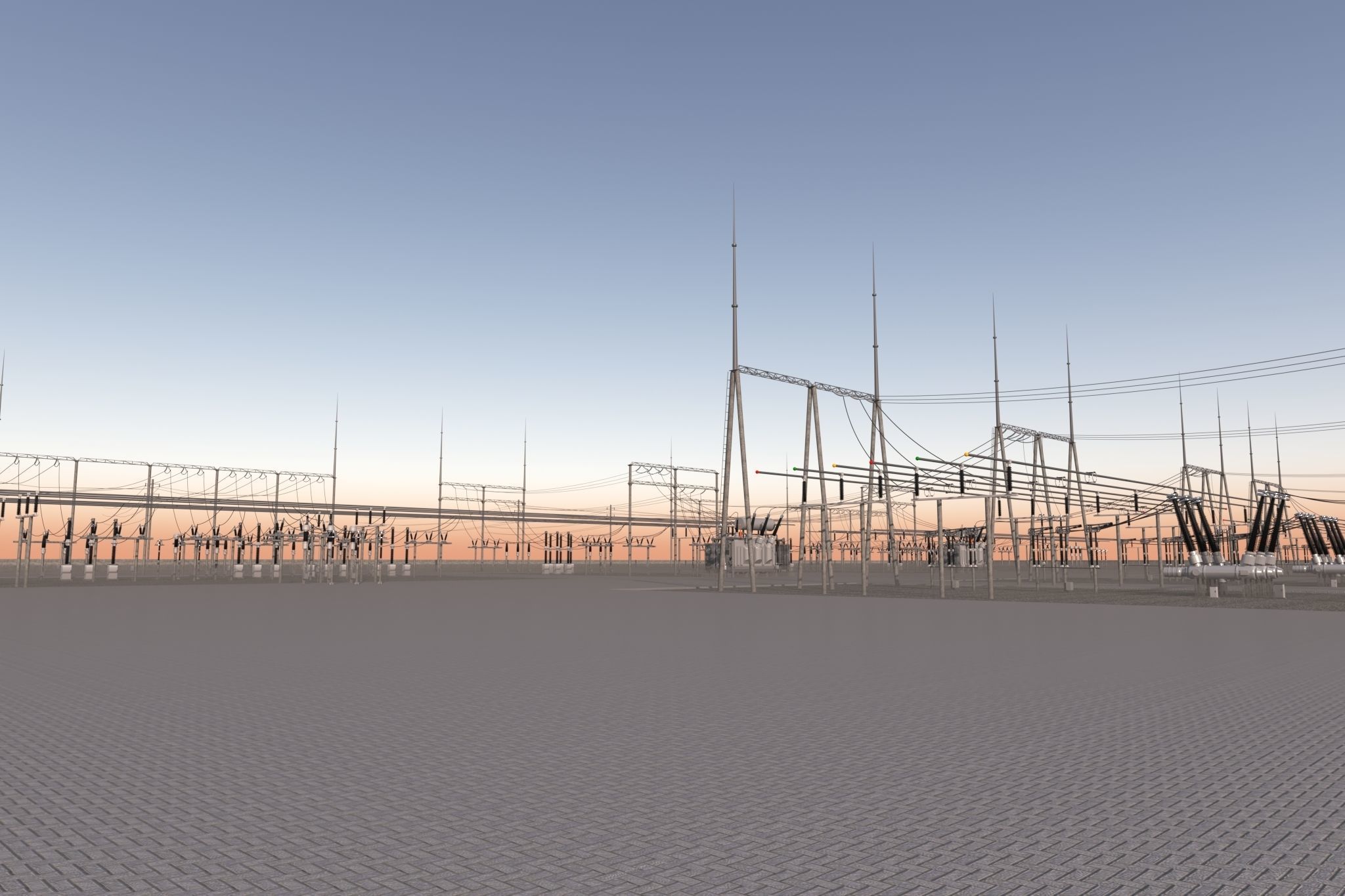 110KV to 60KV step-down Substation 3D model | CGTrader