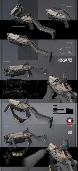 3D model Double Barrel Grenade Launcher VR / AR / low-poly | CGTrader