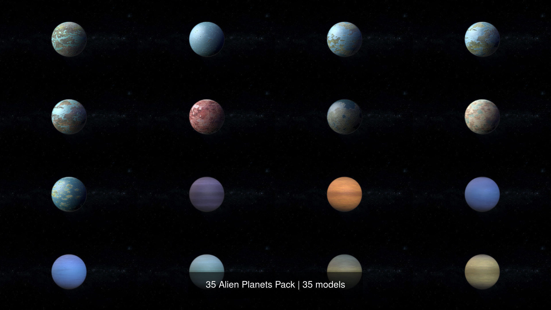 3D Model Collection 35 Alien Planets Pack VR / AR / low-poly | CGTrader