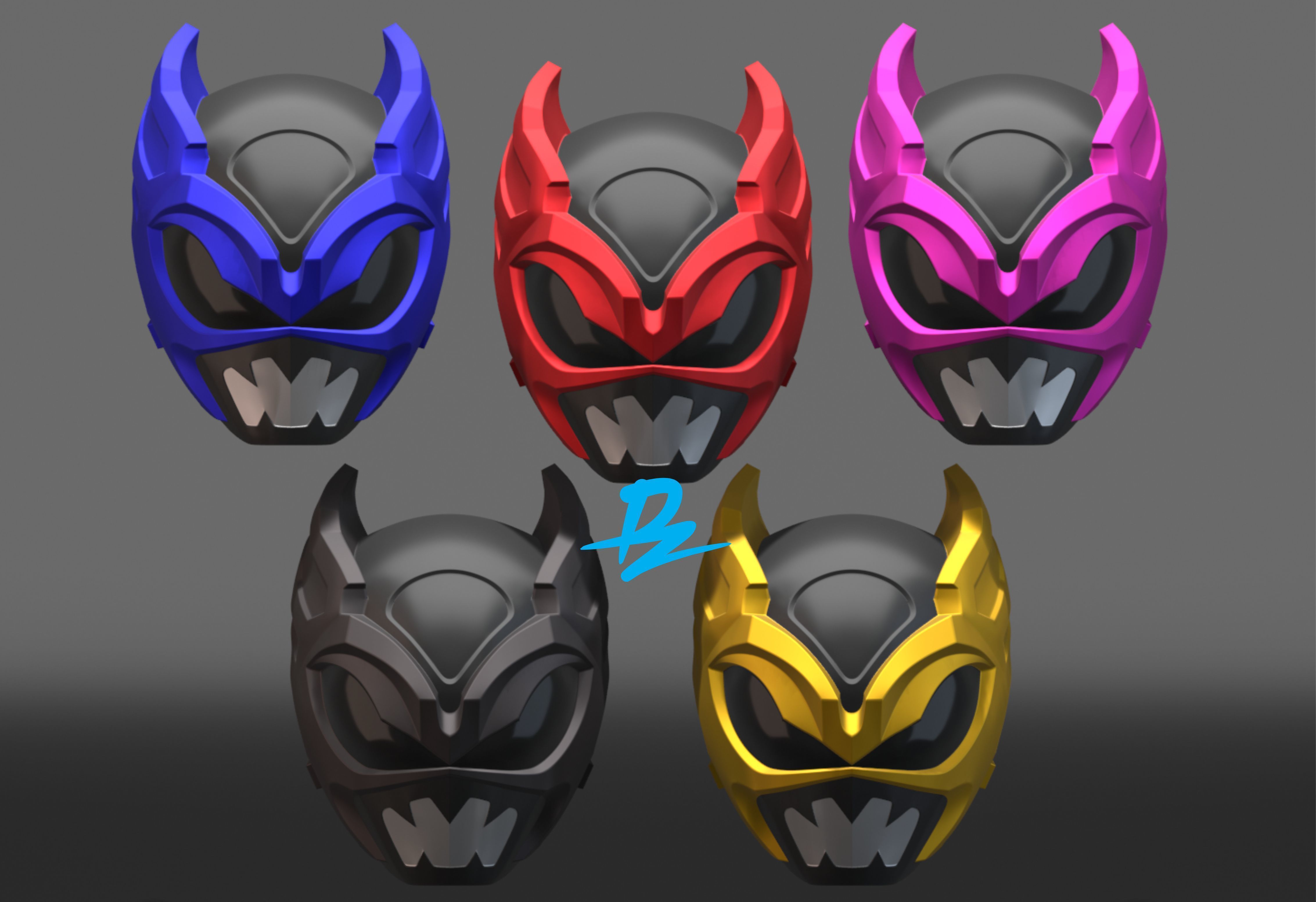 psycho ranger helmet Red 3D model 3D printable | CGTrader