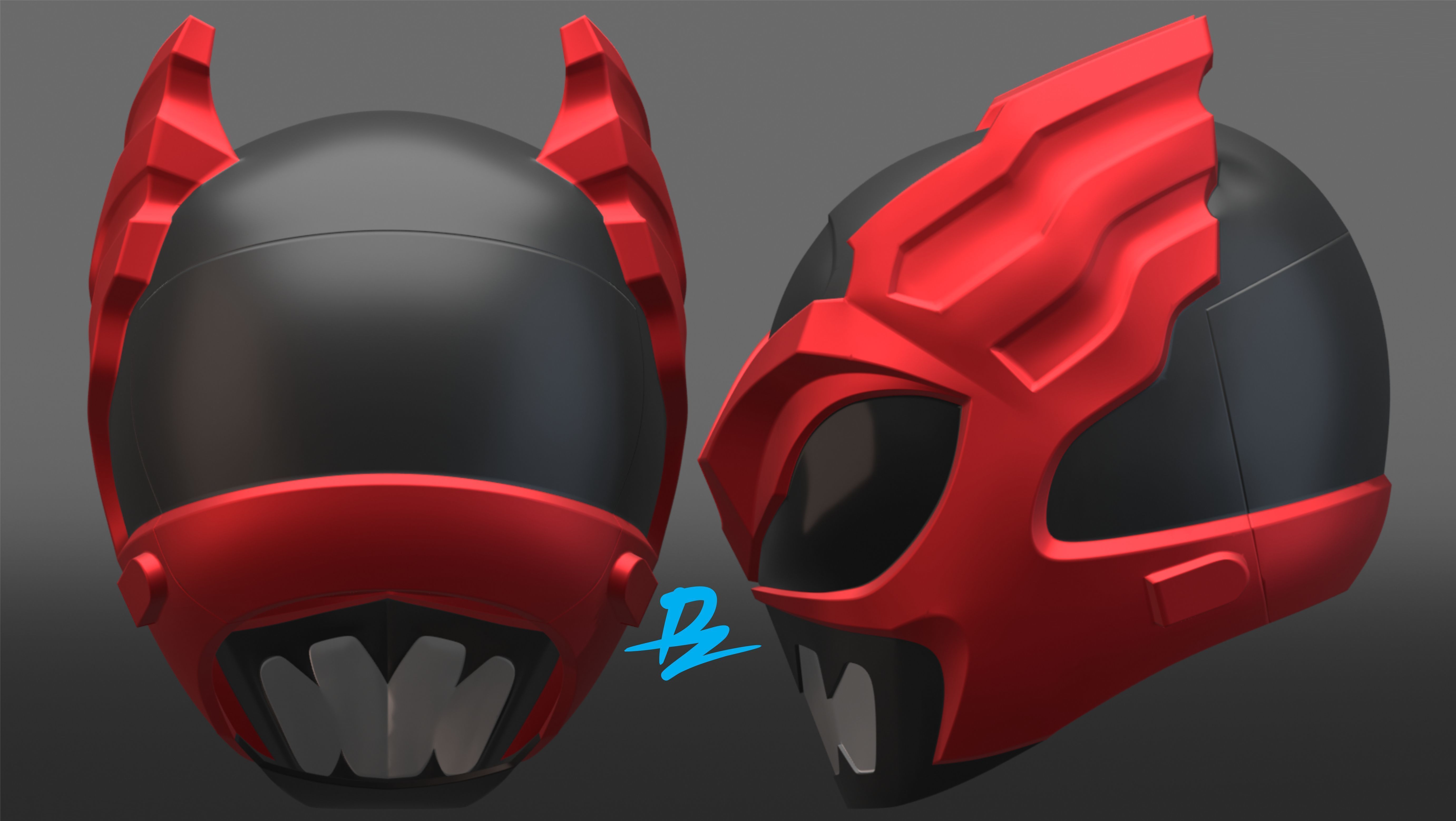 psycho ranger helmet Red 3D model 3D printable | CGTrader