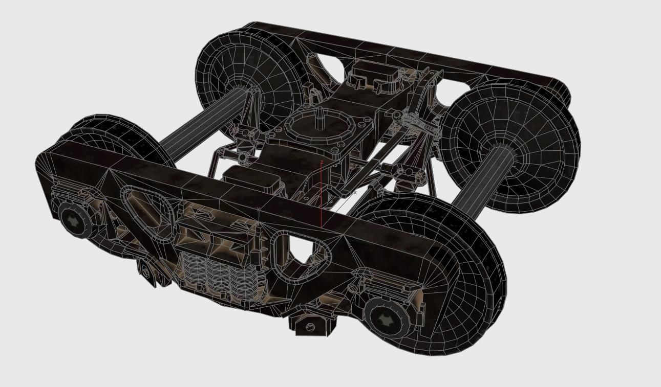 Bogie of railway freight train 3D model rigged | CGTrader