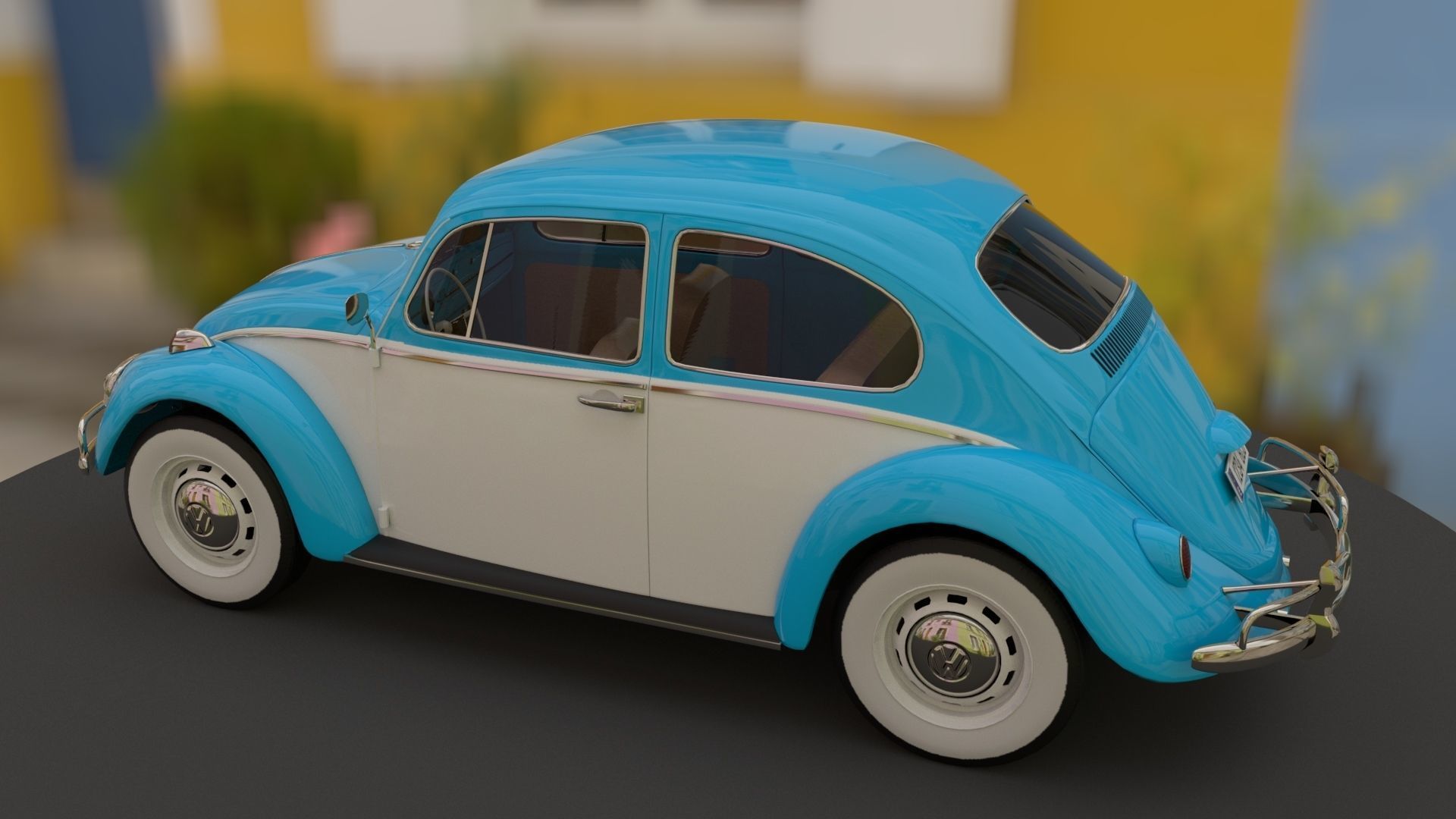 blue classic beetle 3D model | CGTrader