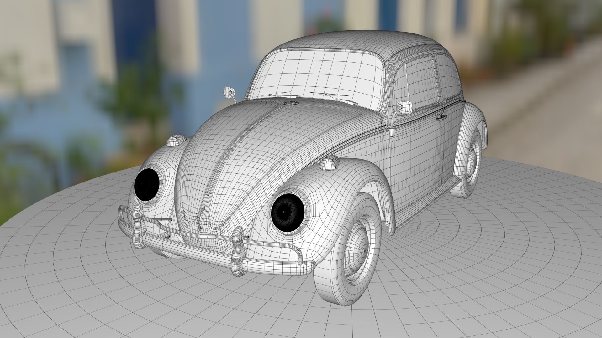 blue classic beetle 3D model | CGTrader