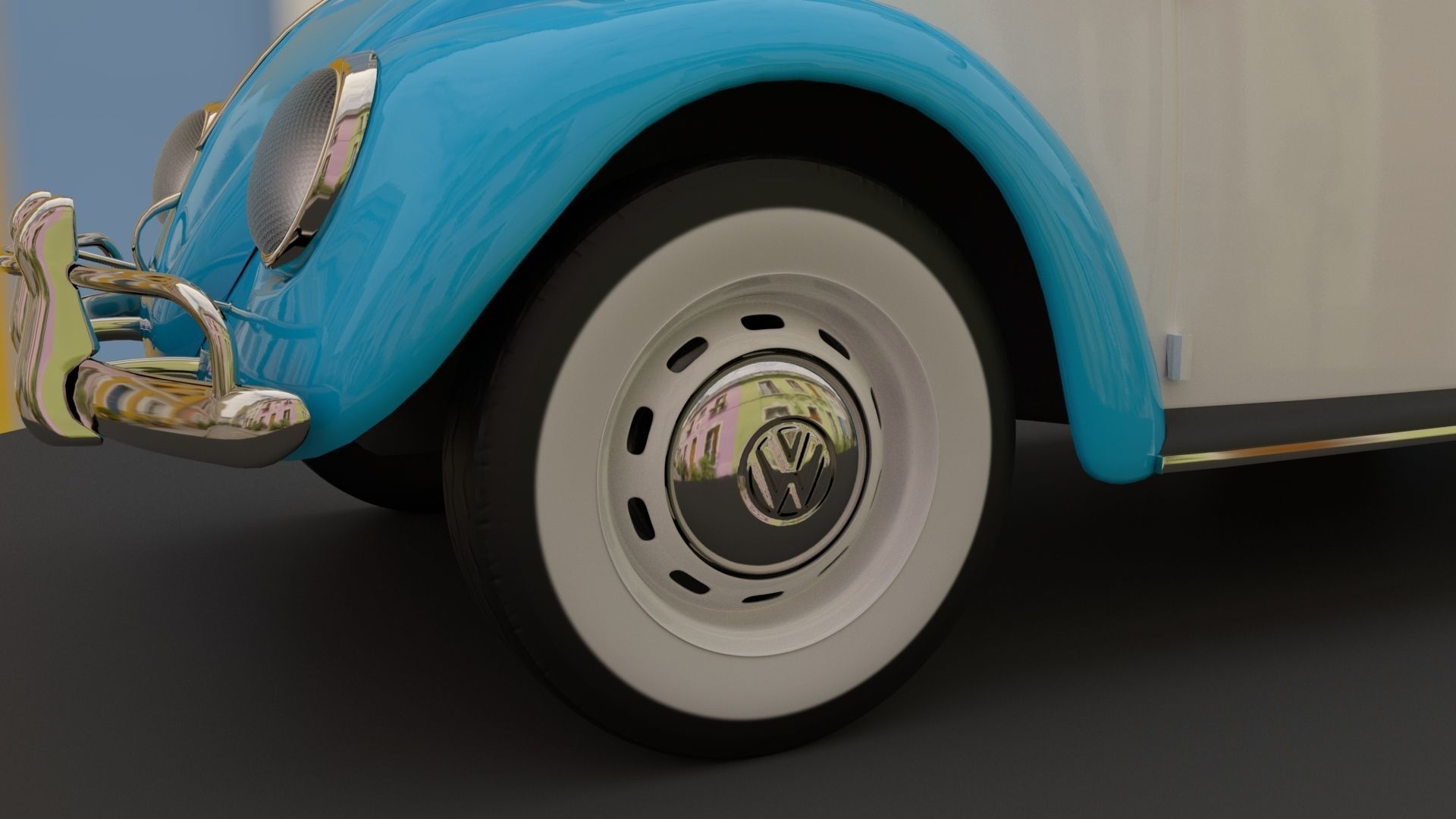 blue classic beetle 3D model | CGTrader