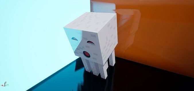Ghast paper toy on table 3D model rigged | CGTrader