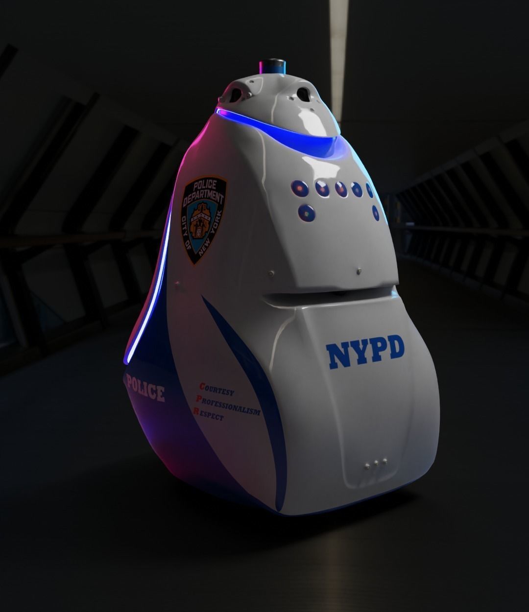 3D model NYPD K5 Robot Cop Vandalized - clean texture included VR / AR ...