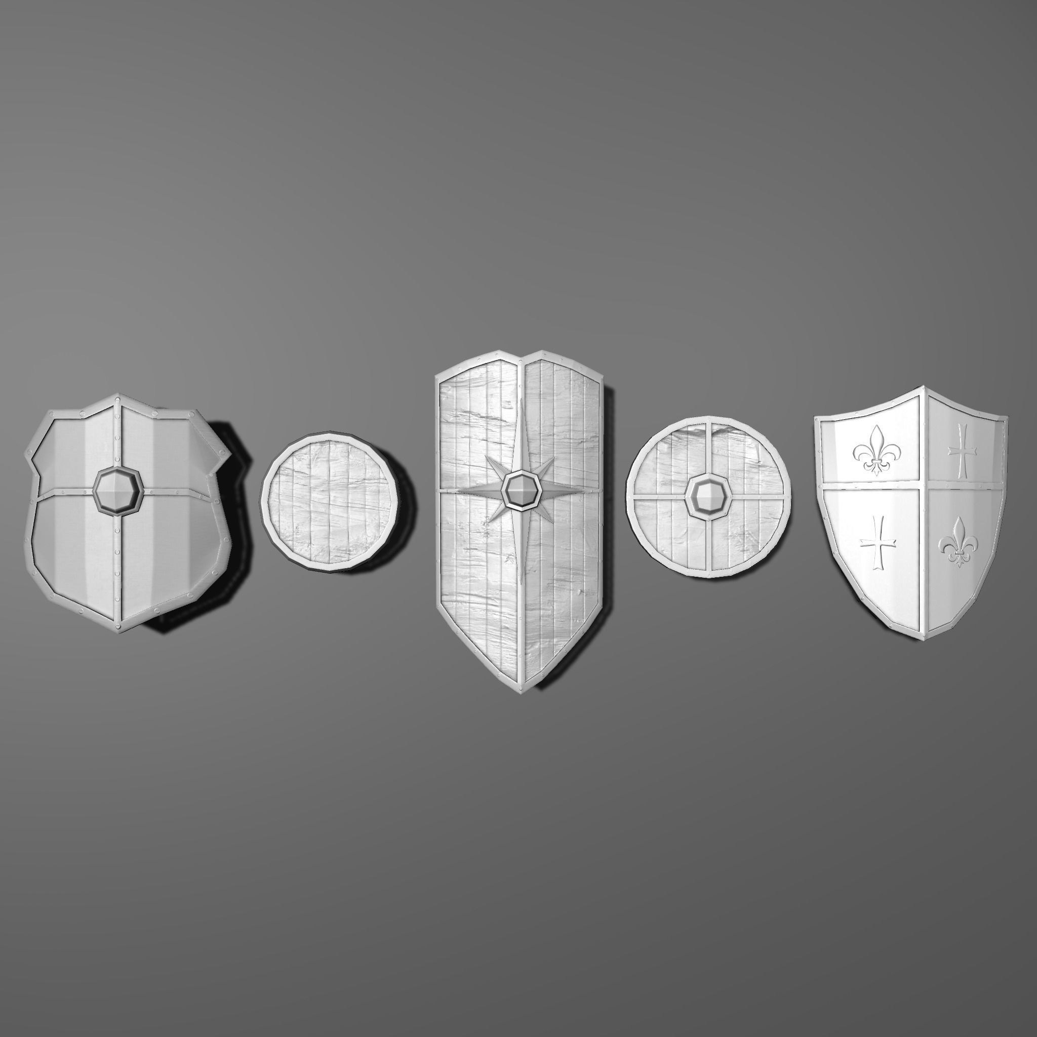 3D model 5 Shield Package VR / AR / low-poly | CGTrader