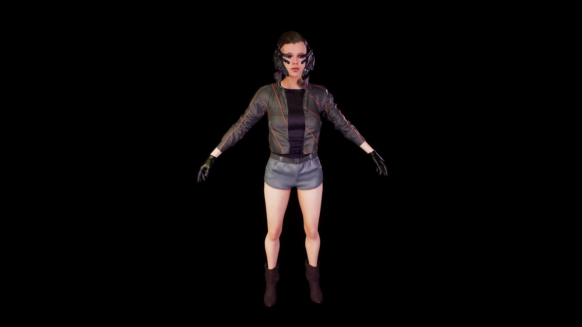 3D model cyberpunk female a1 UNREAL ENGINE 4 22 VR / AR / low-poly ...