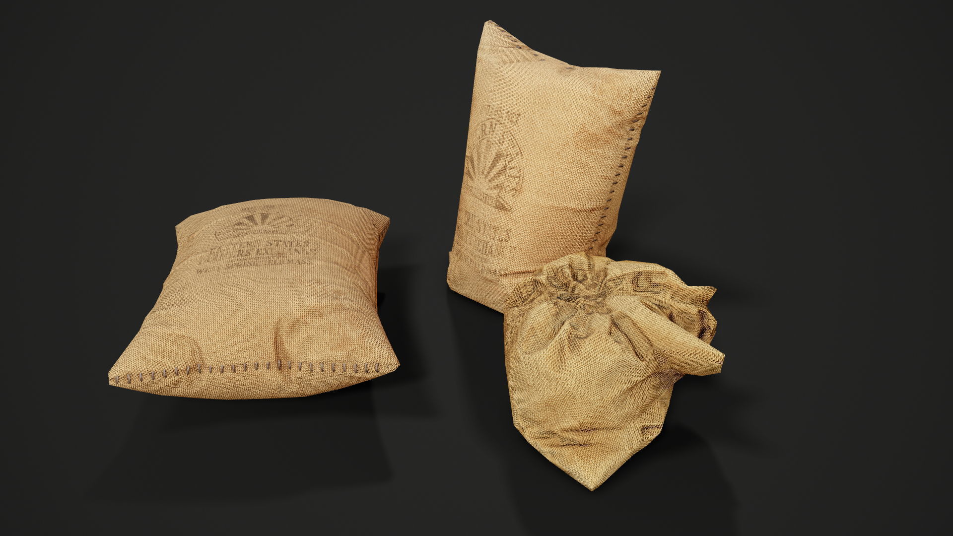 3D model Gunny Sack Low poly PBR Game ready VR / AR / low-poly | CGTrader