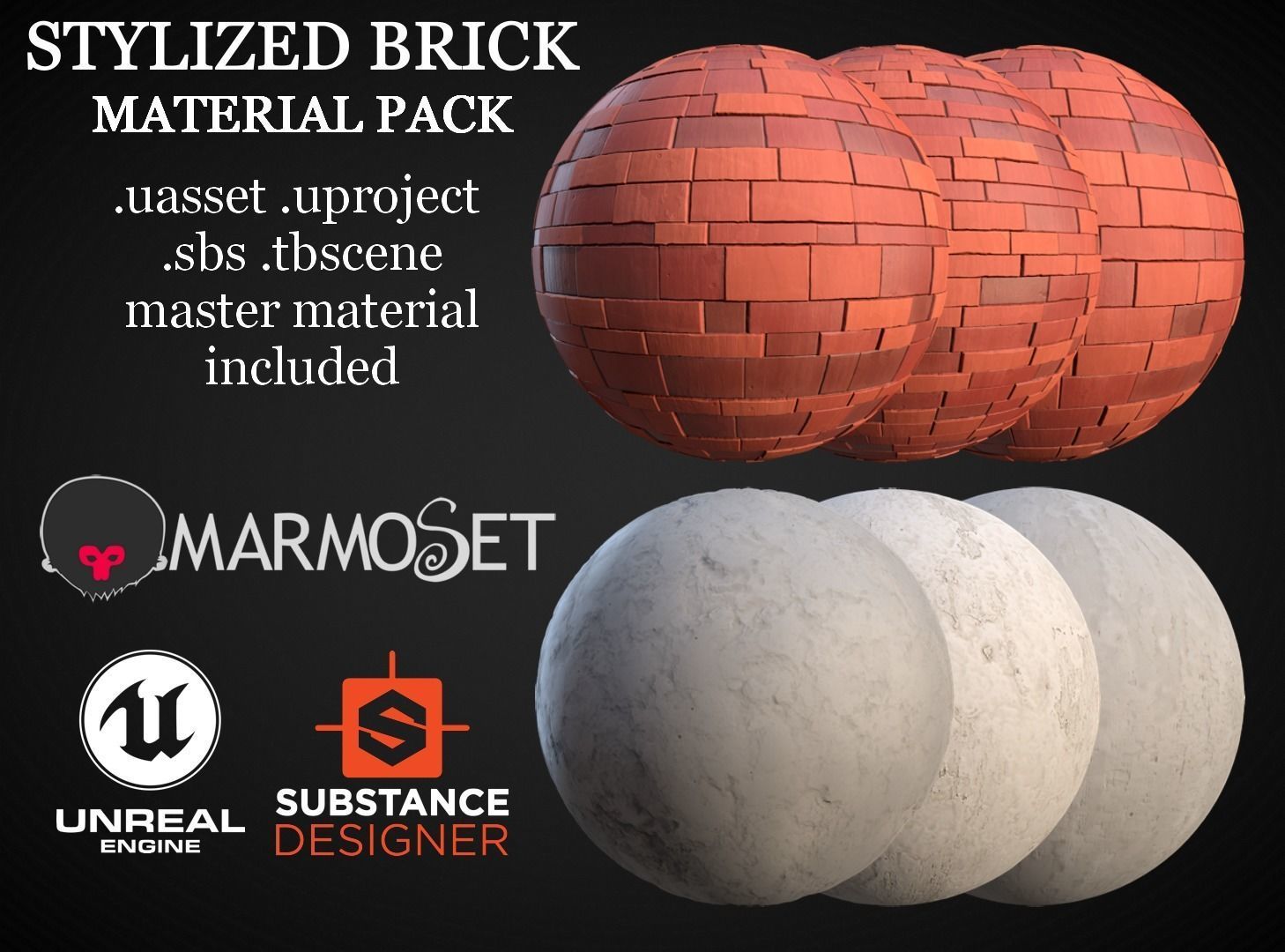 Stylized Brick Material Pack 3D model | CGTrader
